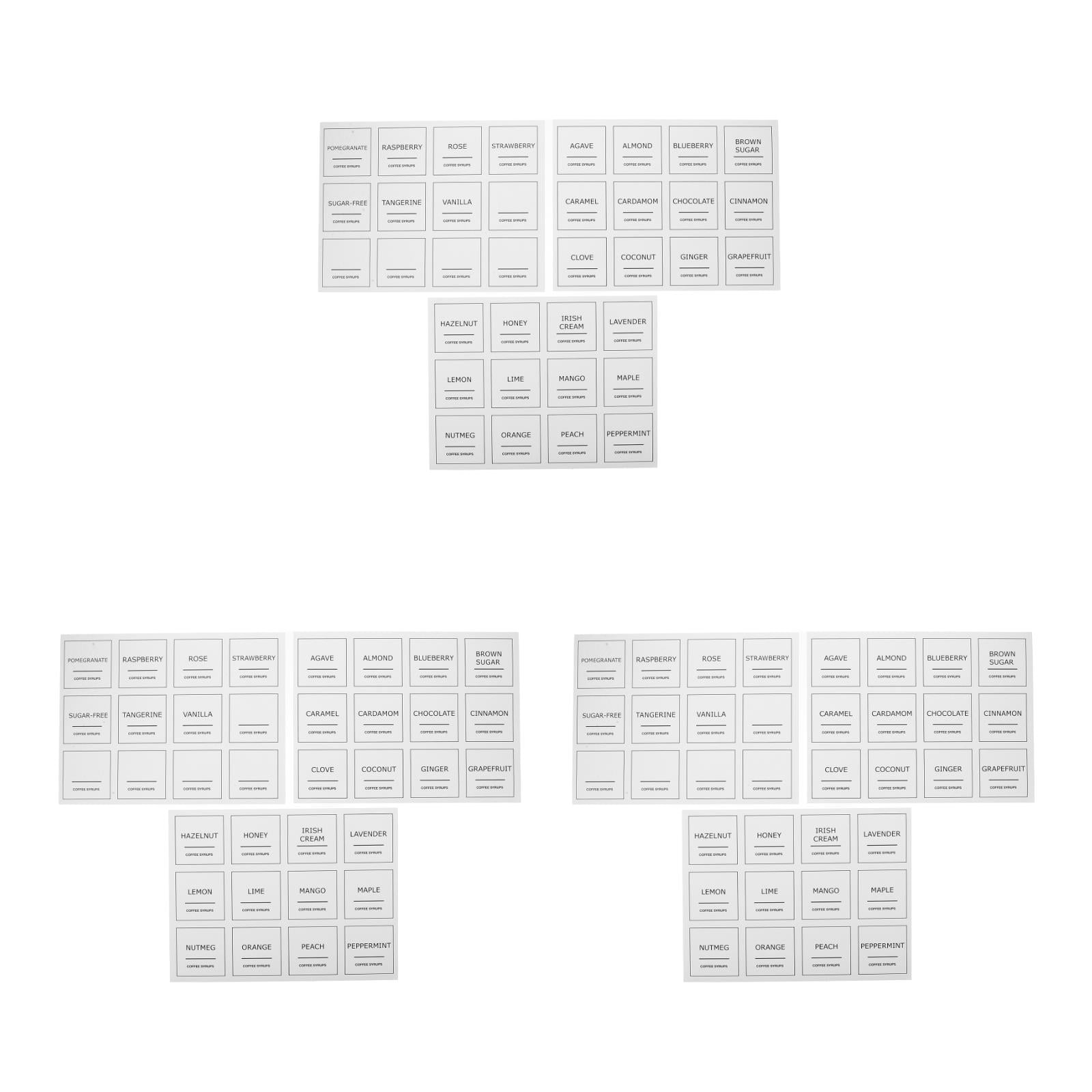 9 Sheets Coffee Syrup Labels Waterproof PVC Coffee Syrup Labels Coffee ...