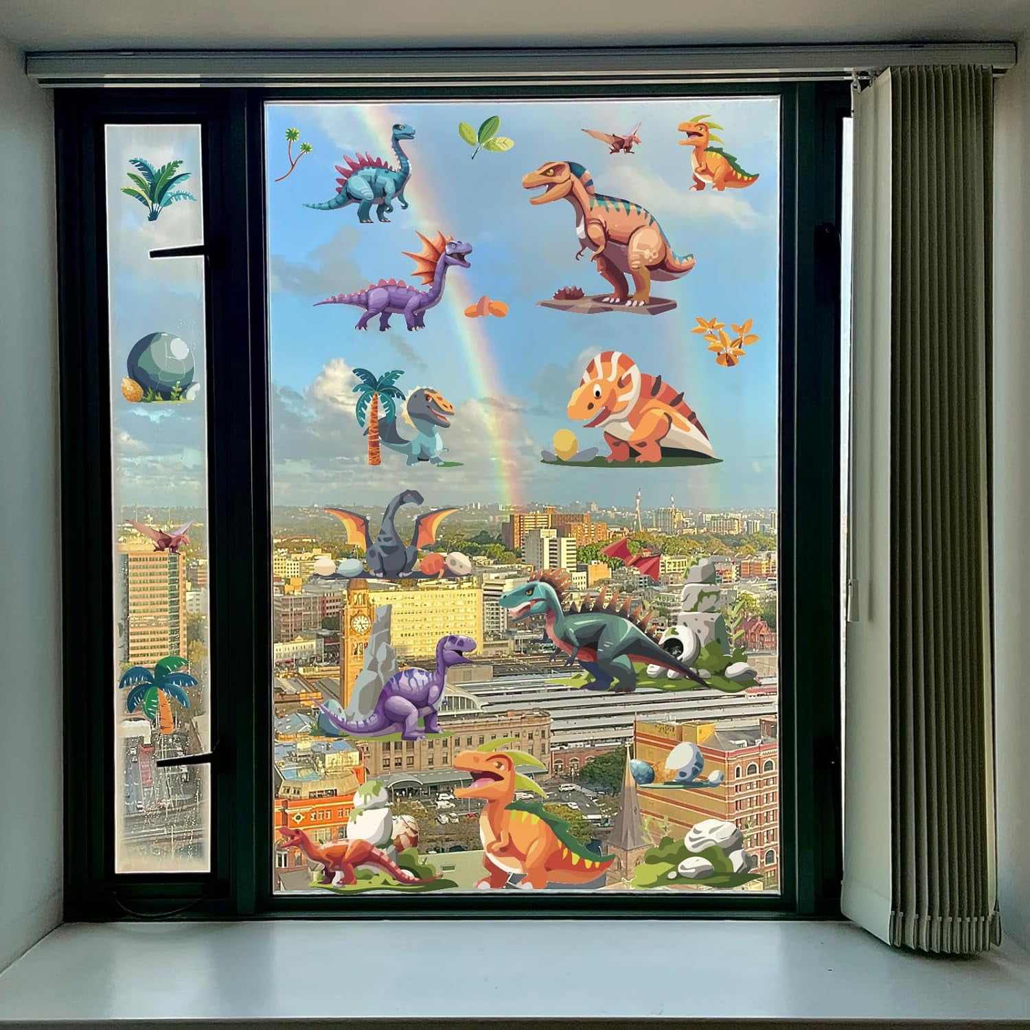 9 Sheets Dinosaur Theme Window Clings Cartoon Cool Dinosaur World ...
