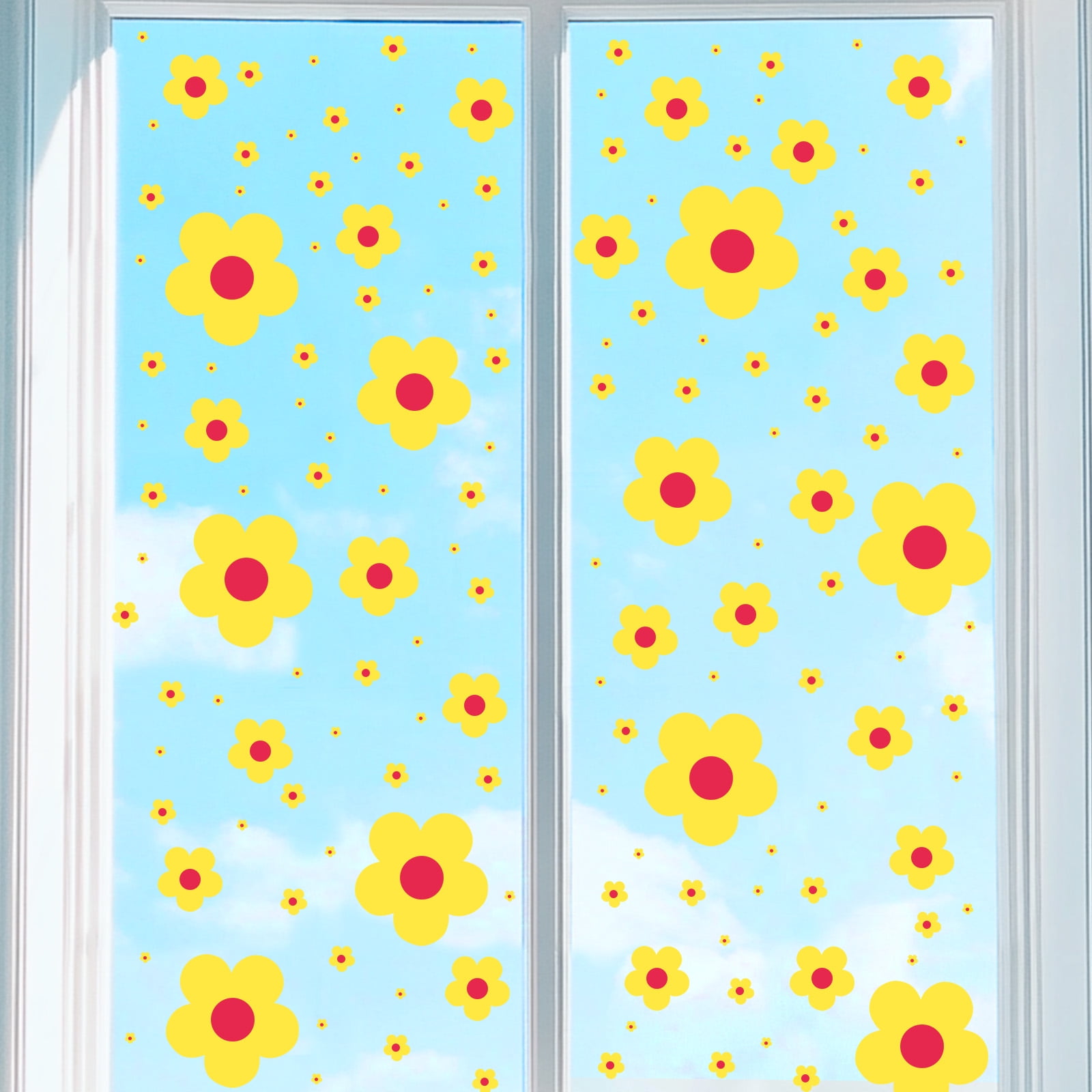 9 Sheets Flowers Window Stickers Wall Decals, Peel and Stick Circles ...