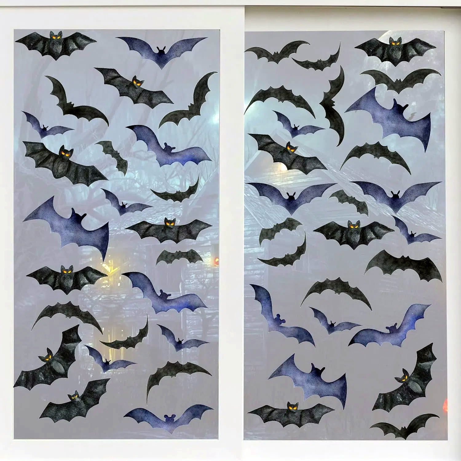 9 Sheets Halloween Bats Window Clings, Scary Black Bats Silhouette ...