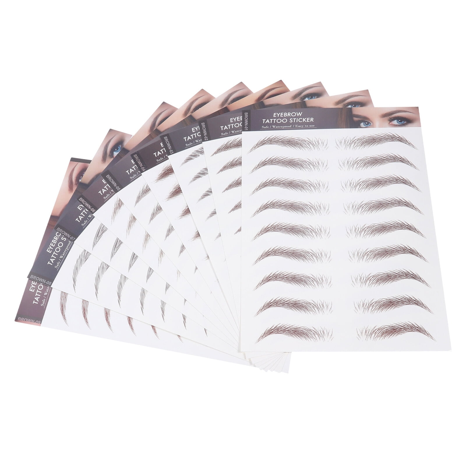 9 Sheets Imitation Eco Eyebrow Sticker Waterproof Stickers Eyebrows ...