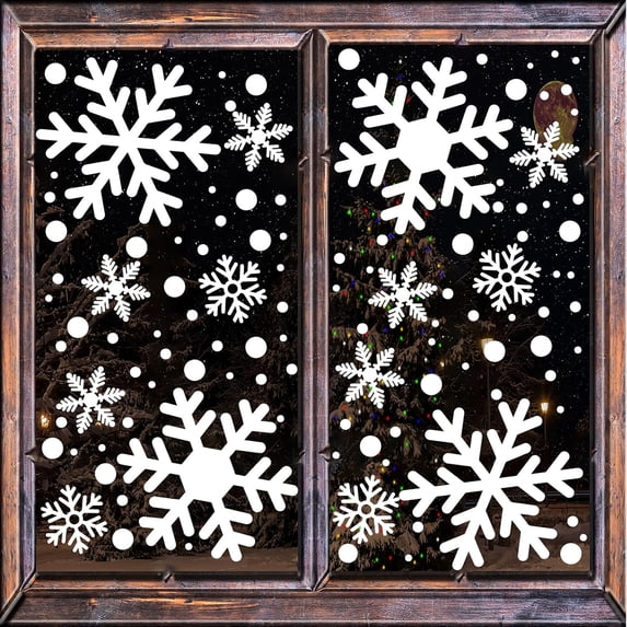 9 Sheets Large Snowflake Window Clings Christmas Decorations ...