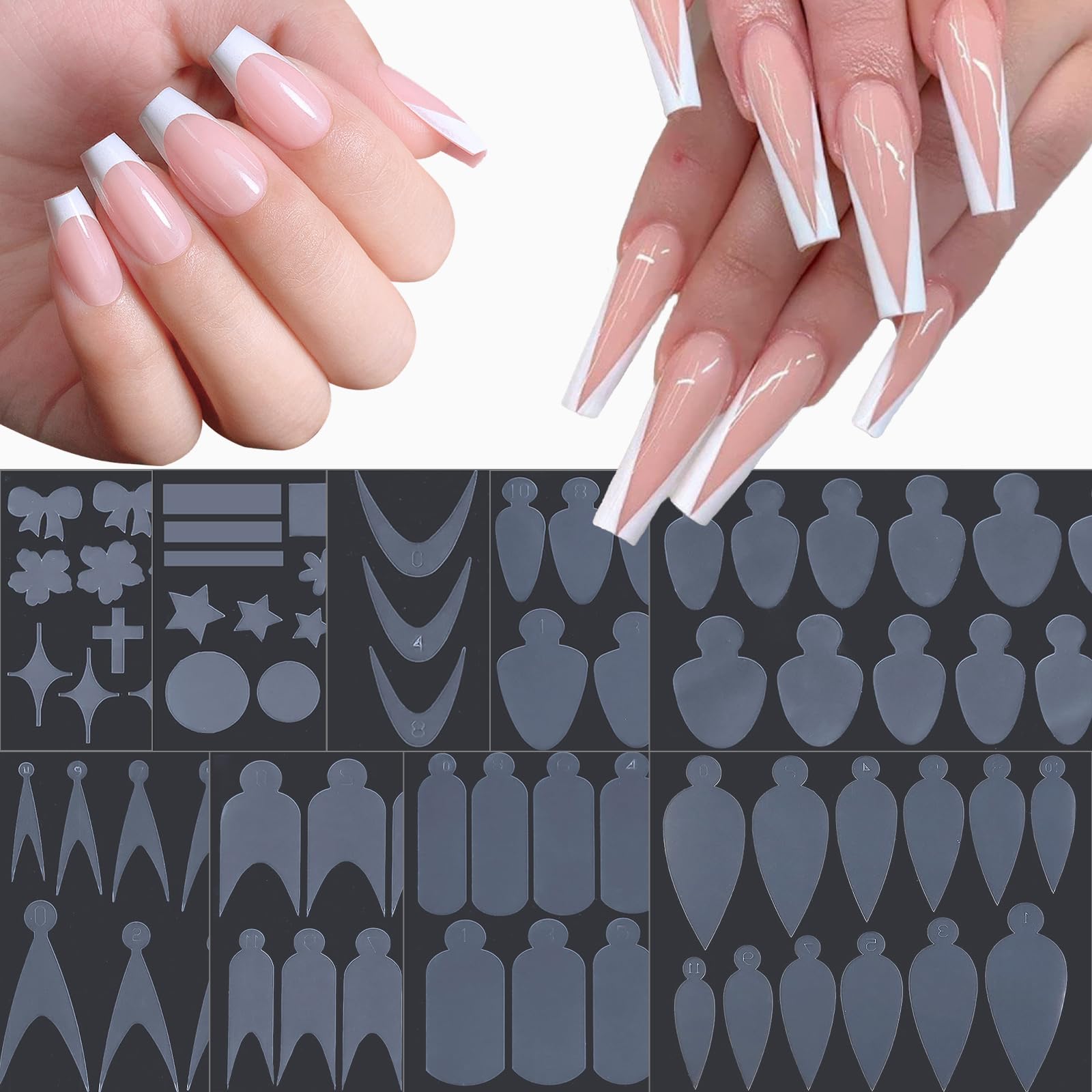 9 Sheets Nail Strips Nail Stickers, French Manicure Strips Designs Nail ...