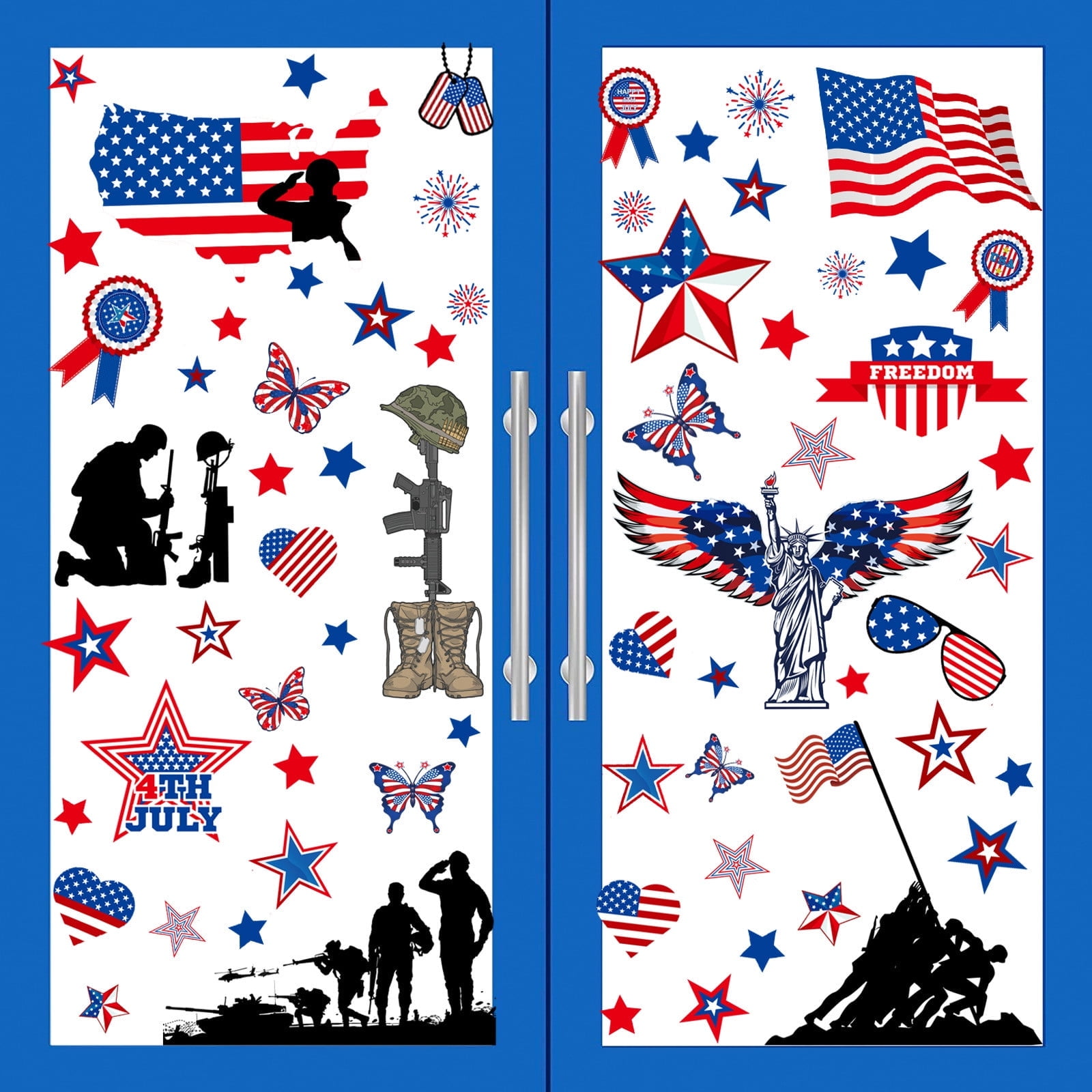 9 Sheets Patriotic Window Clings, 11.8x7.8 Inch 4th of July Decorations ...