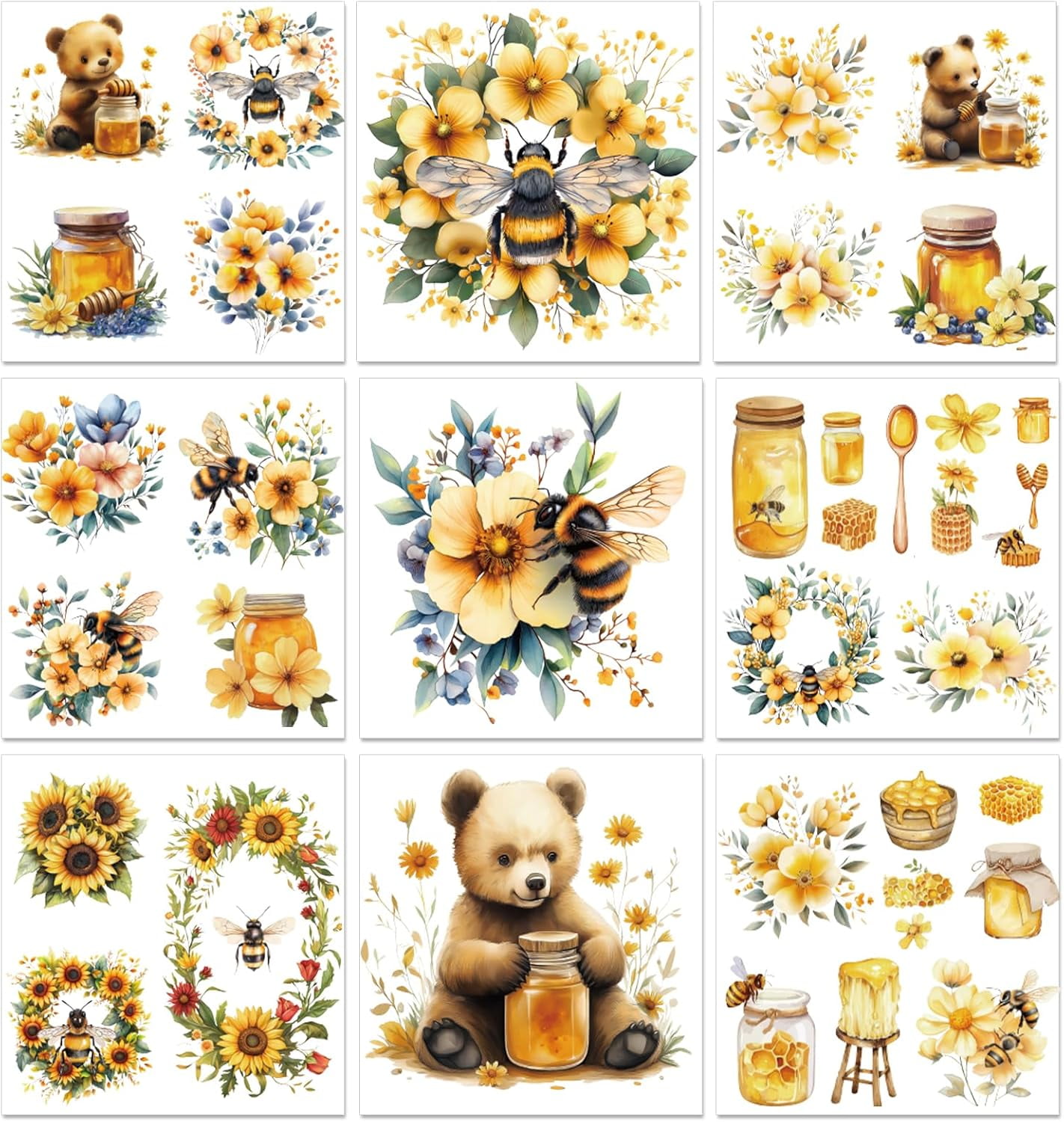 9 Sheets Rub on Transfers for Crafts Honey Bee Theme Rub On Transfer ...