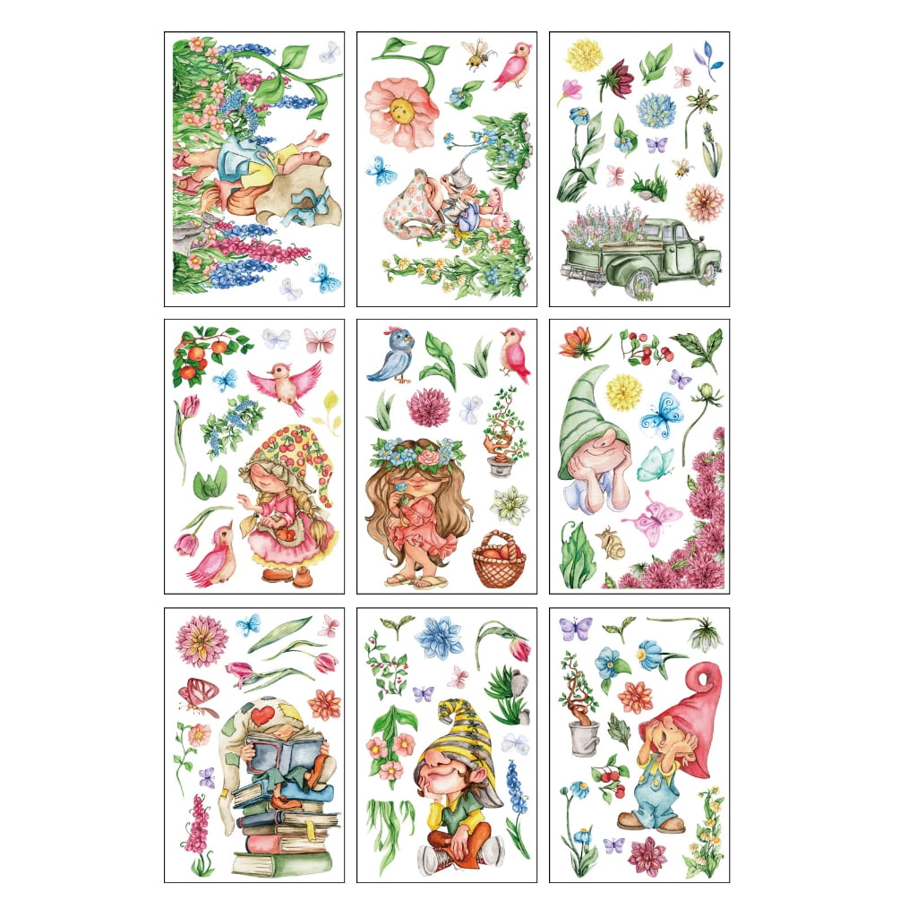 Spring Themed Window Decorations 9 Sheets Butterfly Flower Gnomes ...