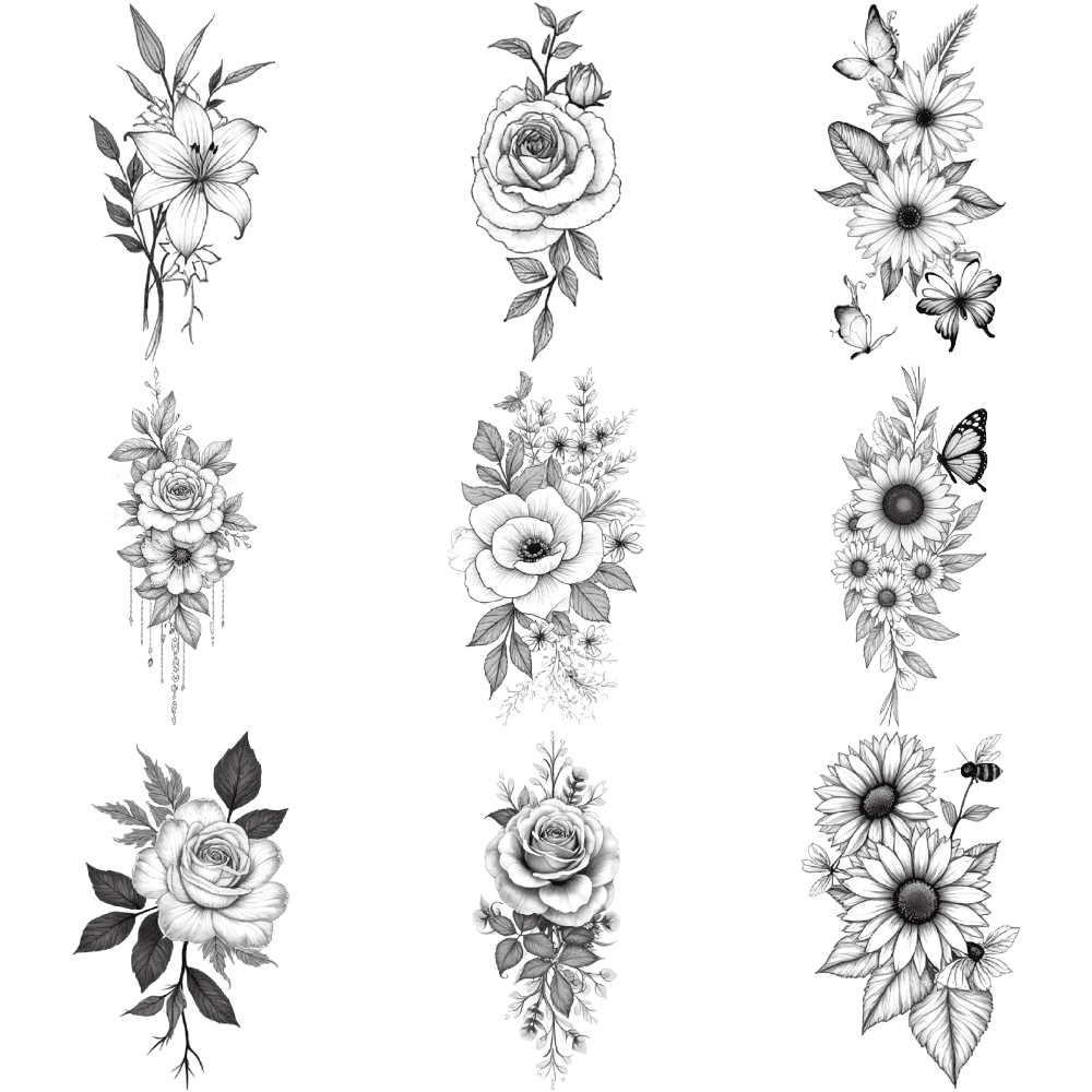 9 Sheets Temporary Tattoo Stickers Waterproof Long Lasting Body Decals ...
