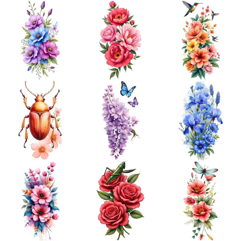 9 Sheets Temporary Tattoo Stickers Waterproof Long Lasting Body Decals ...