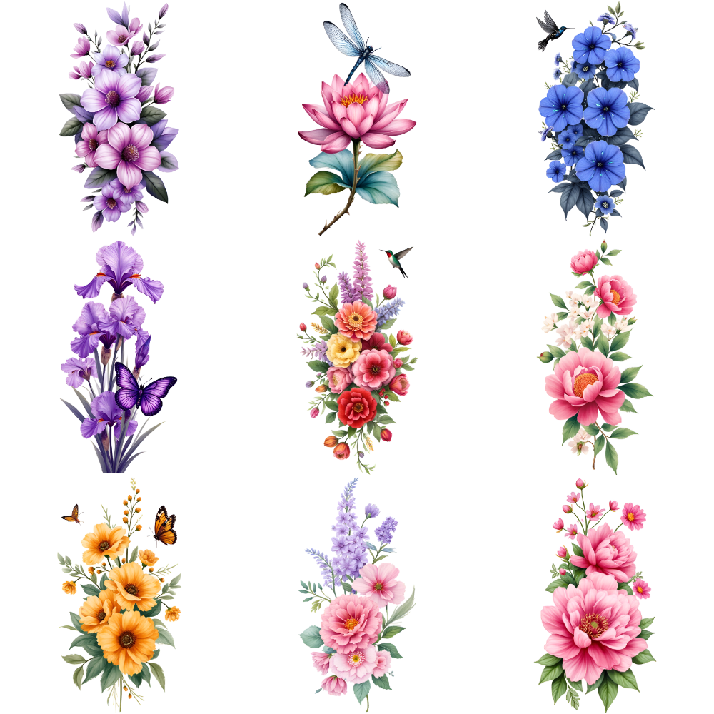 9 Sheets Temporary Tattoo Stickers Waterproof Long Lasting Body Decals ...