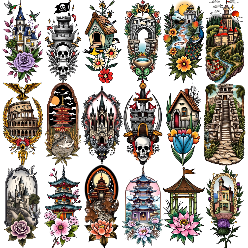 9 Sheets Temporary Tattoo Stickers, Waterproof Long Lasting Body ...