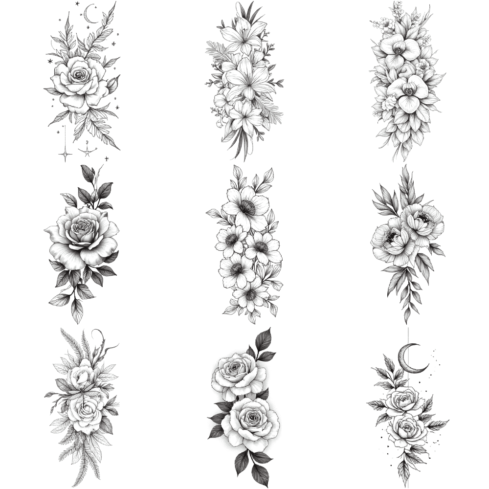 9 Sheets Temporary Tattoo Stickers Waterproof Long Lasting Body ...