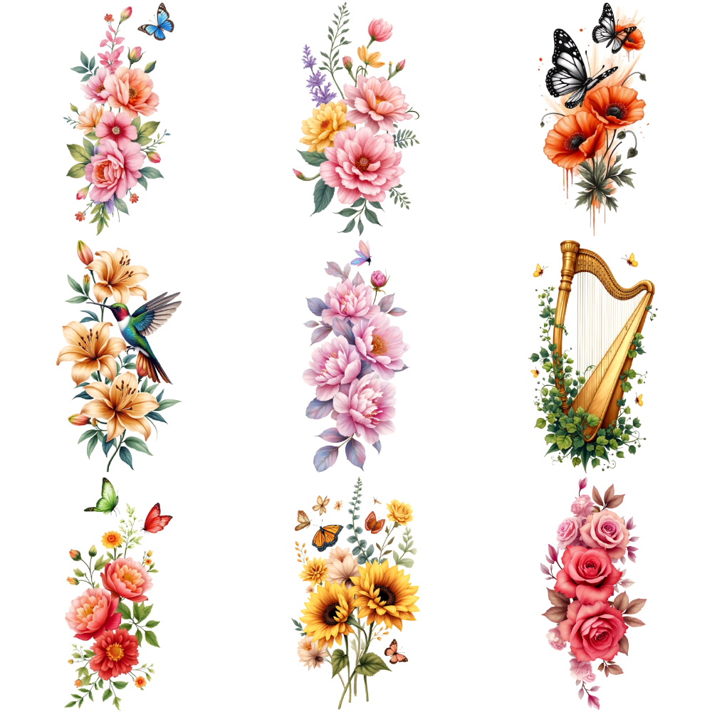 9 Sheets Temporary Tattoo Stickers Waterproof Long Lasting Body ...