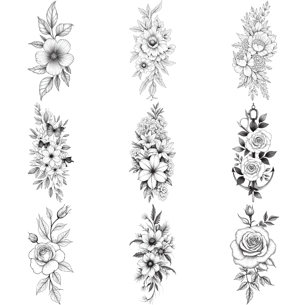 9 Sheets Temporary Tattoo Stickers Waterproof Long Lasting Body ...