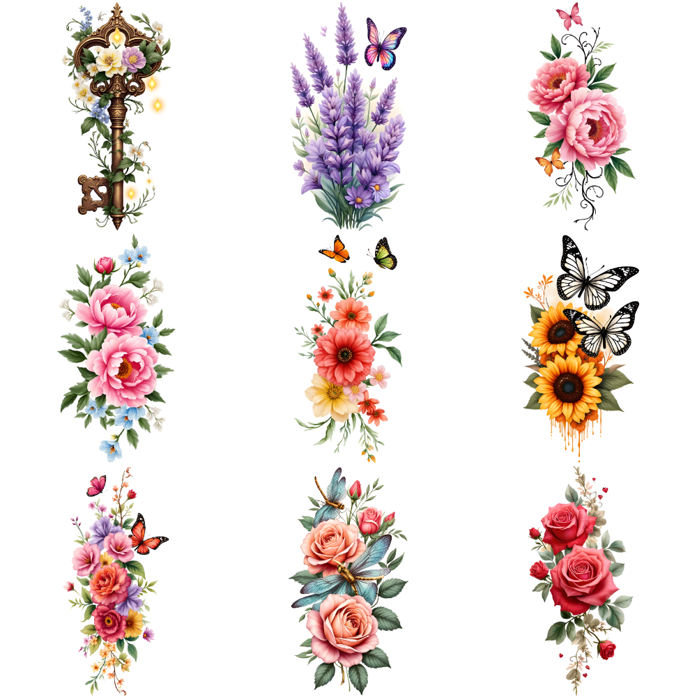 9 Sheets Temporary Tattoo Stickers Waterproof Long Lasting Body ...