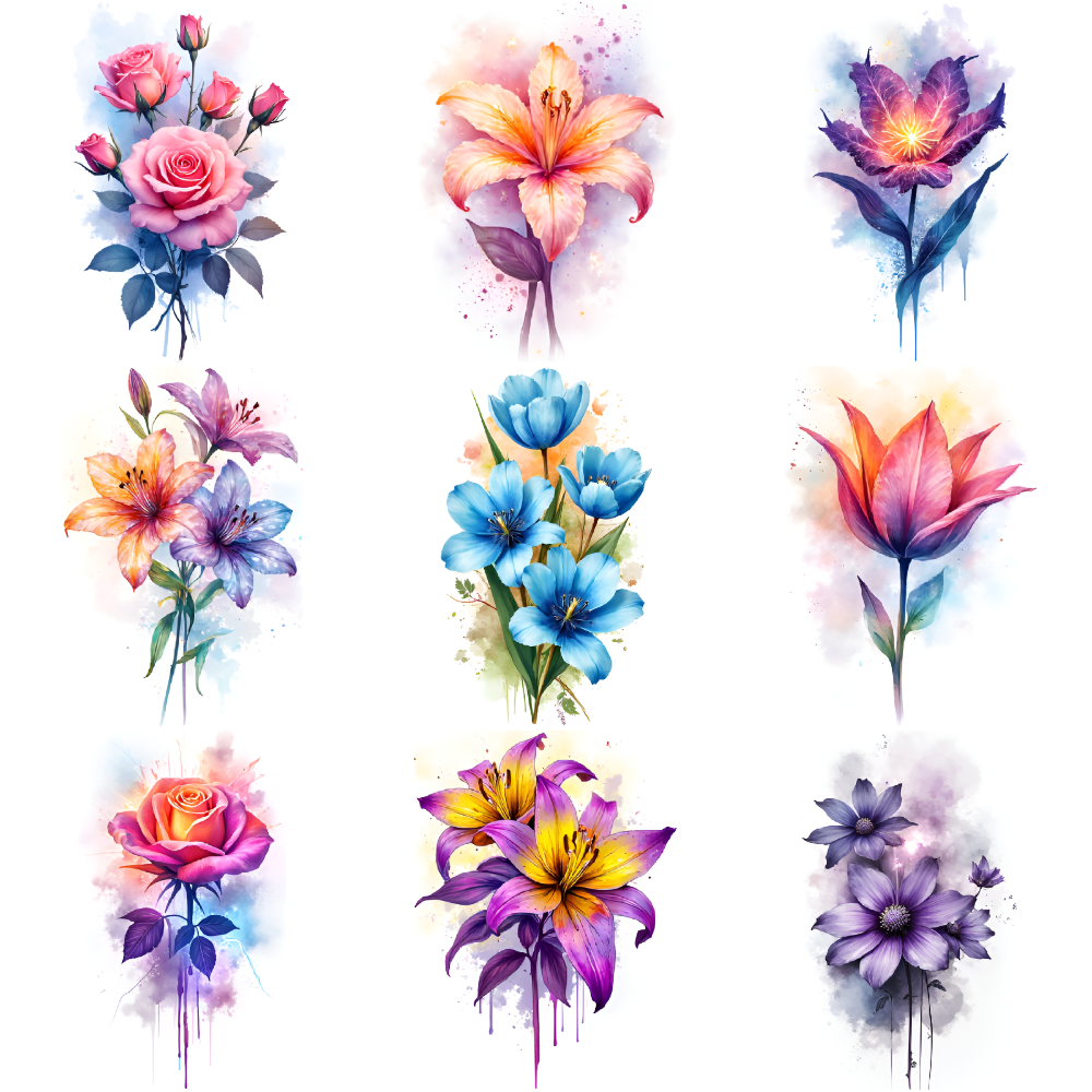 9 Sheets Temporary Tattoo Stickers Waterproof Long Lasting Body ...