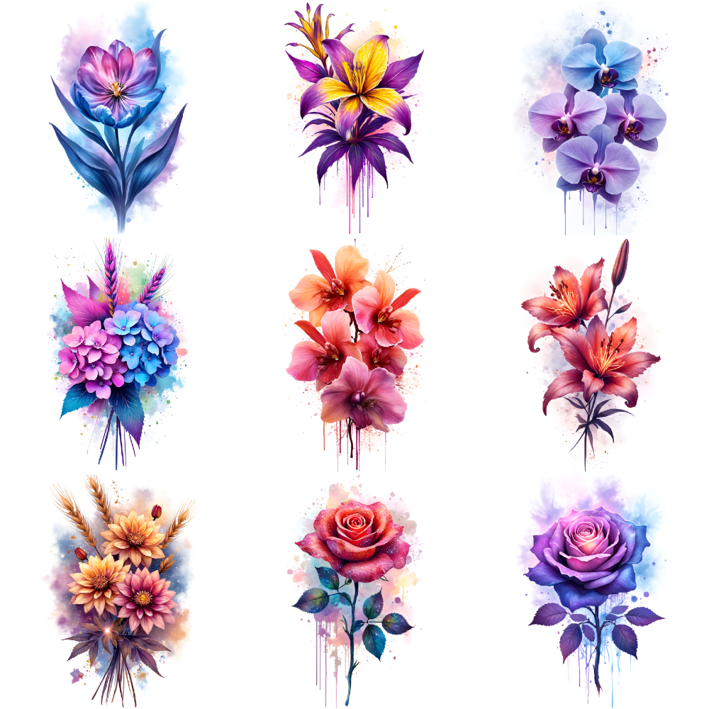 9 Sheets Temporary Tattoo Stickers Waterproof Long Lasting Body ...
