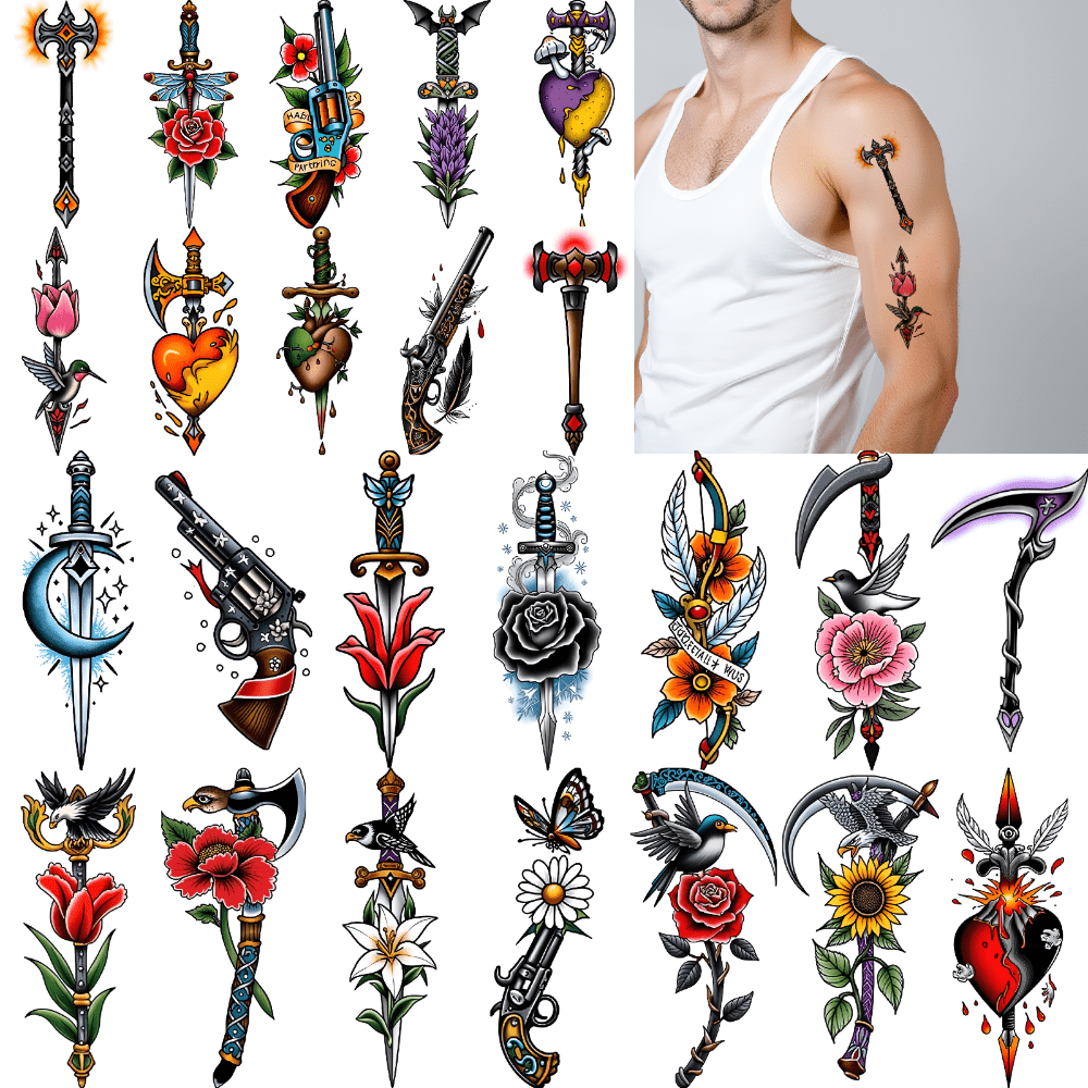 9 Sheets Temporary Tattoo Stickers Waterproof Long Lasting Body ...