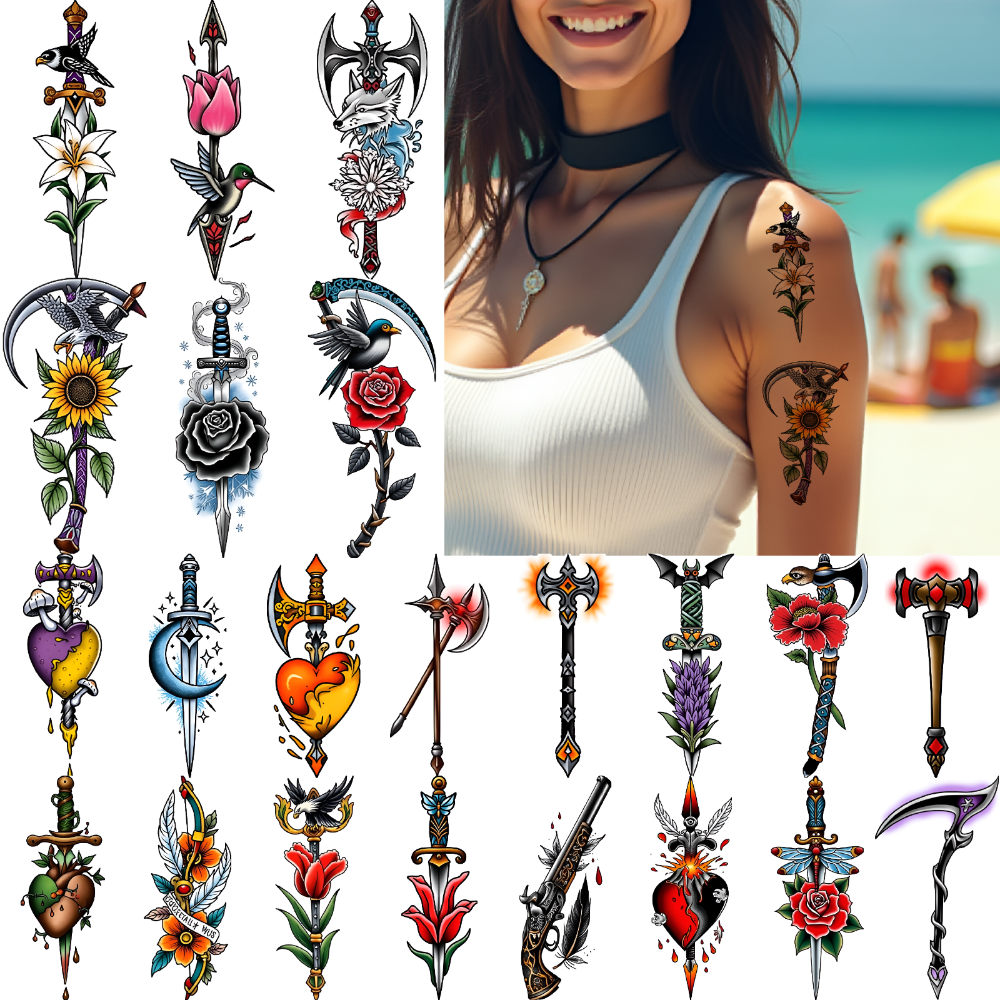 9 Sheets Temporary Tattoo Stickers Waterproof Long Lasting Body ...