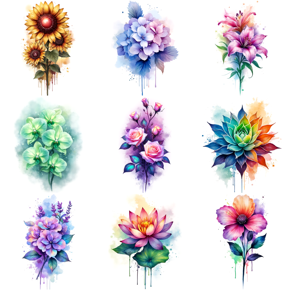 9 Sheets Temporary Tattoos Waterproof Lasting Body Stickers Rose ...