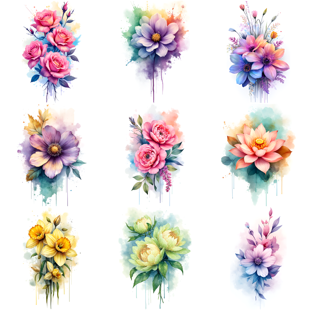 9 Sheets Temporary Tattoos Waterproof Long Lasting Body Stickers Rose ...