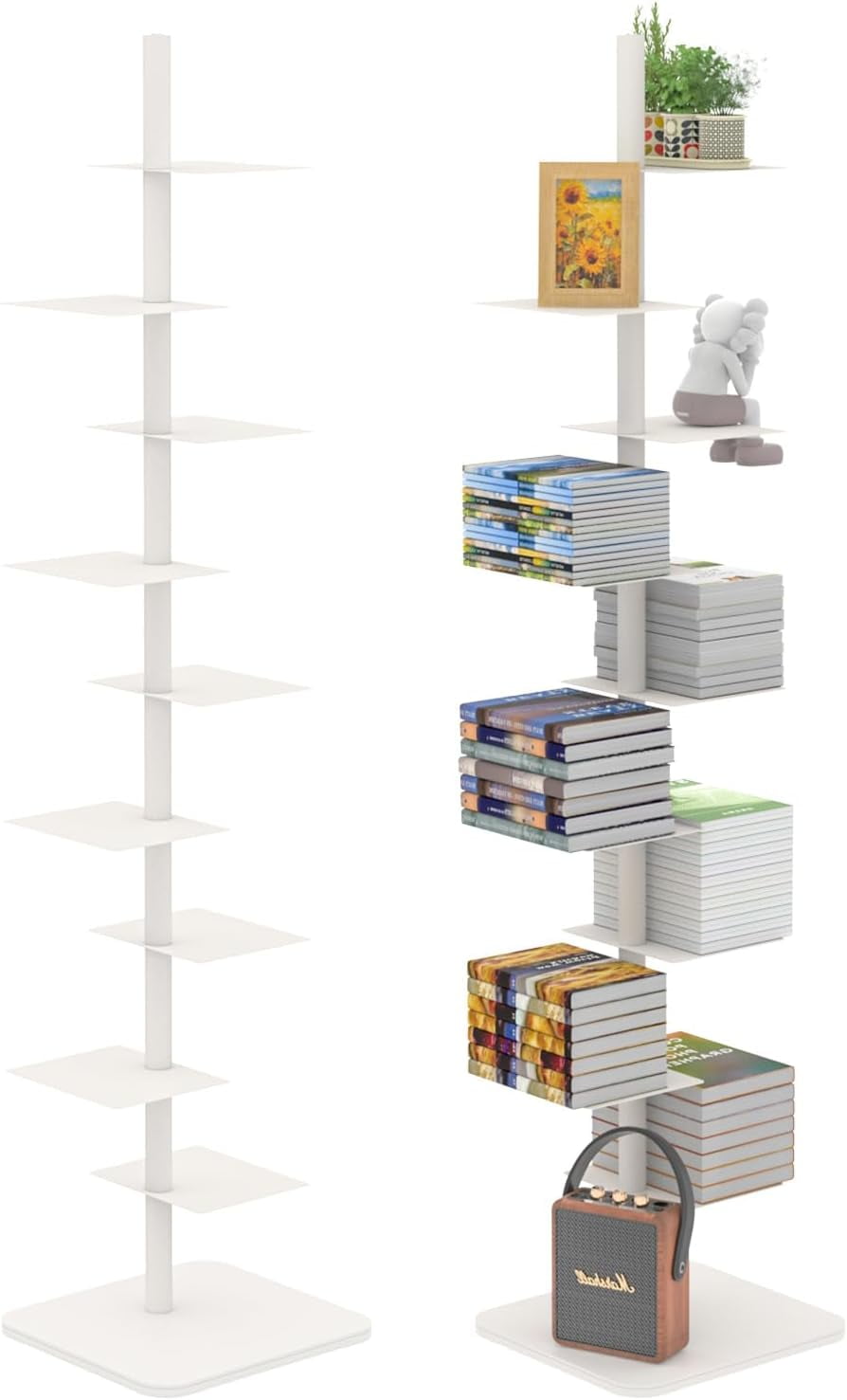 9-Shelf Metal Spine Bookshelf Vertical Bookshelf, Adjustable Modern ...