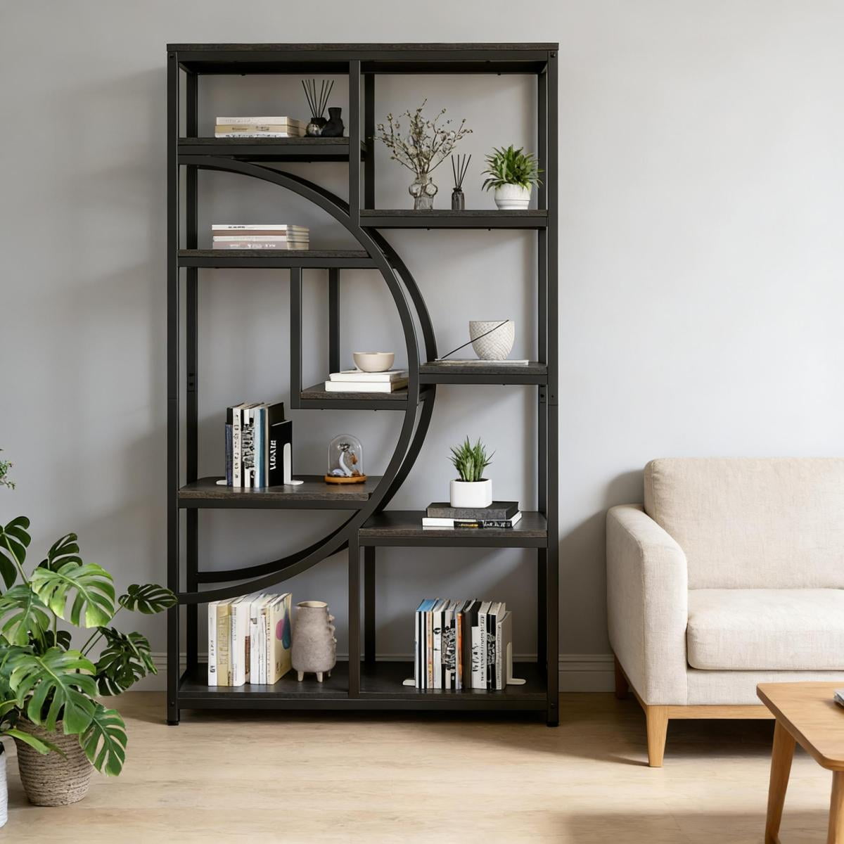 9-Shelf Versatile Display Shelves Freestanding Geometric Design ...
