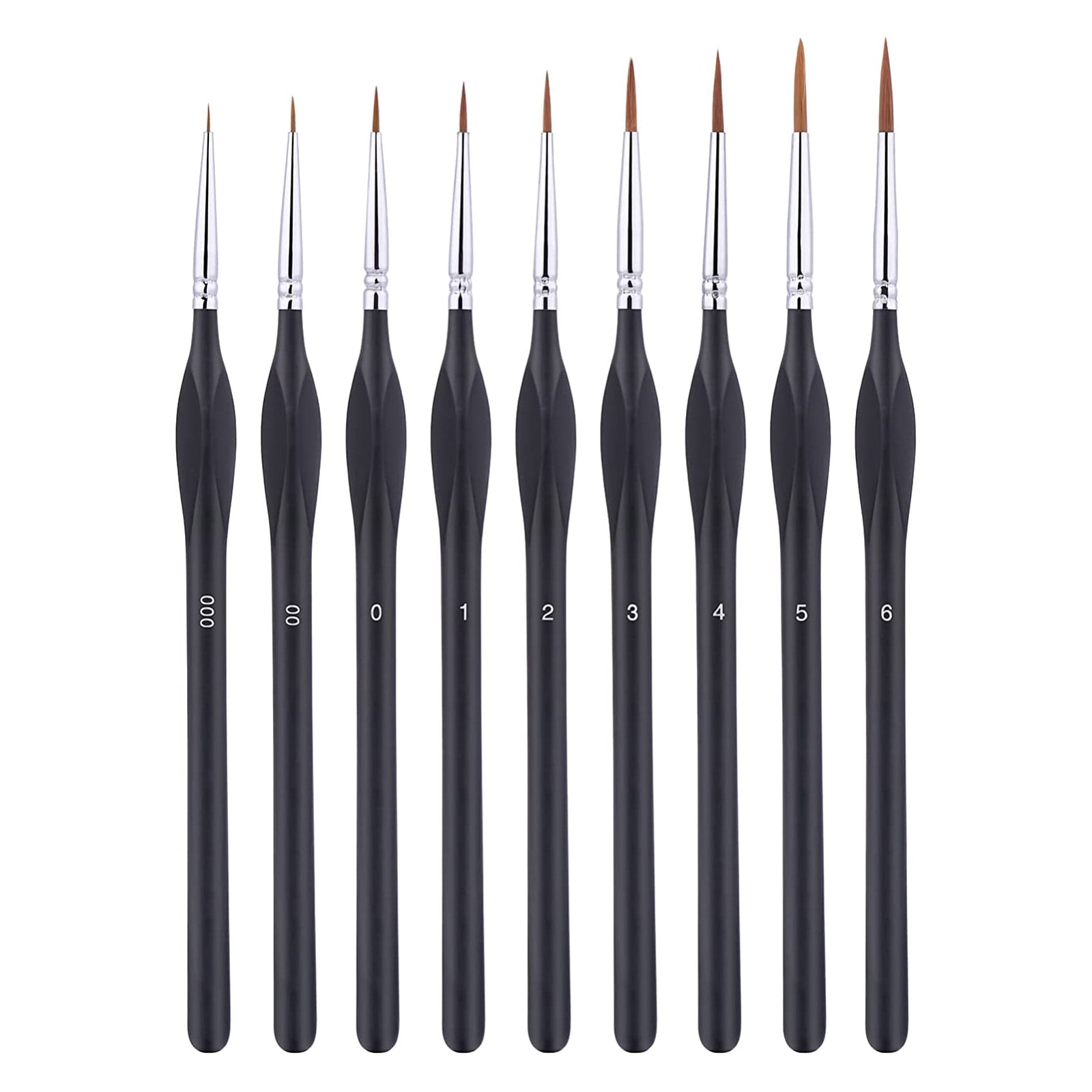 9 Sizes Miniature Paint Brush Set Wolf Hair Brushes for Multi Purpose ...