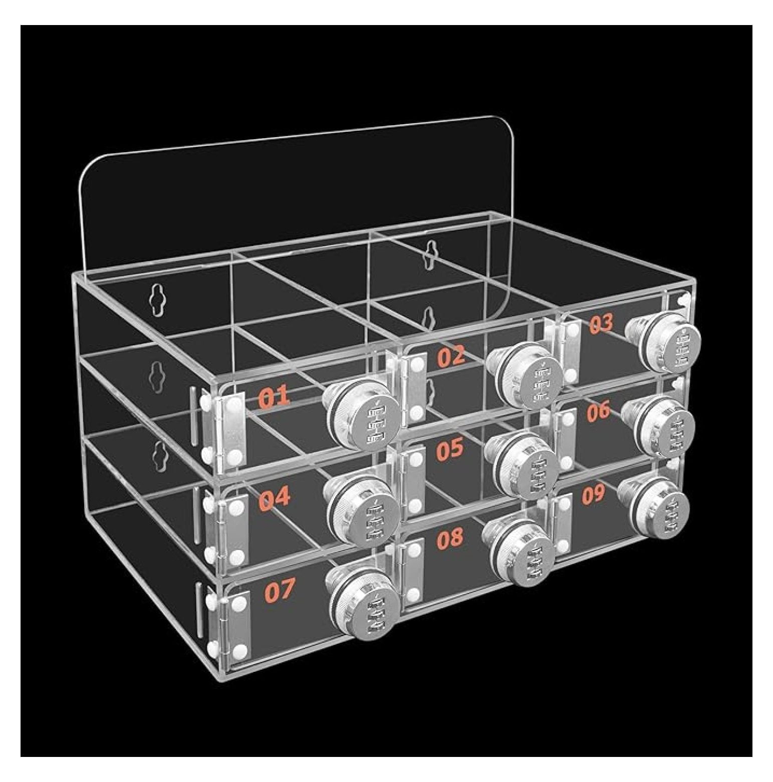 9 Slots Cell Phone Locker Box with Combination Lock, Pocket Chart Cell ...