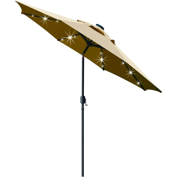 9' Solar LED Lighted Patio Umbrella with 8 Ribs/Tilt Adjustment and ...
