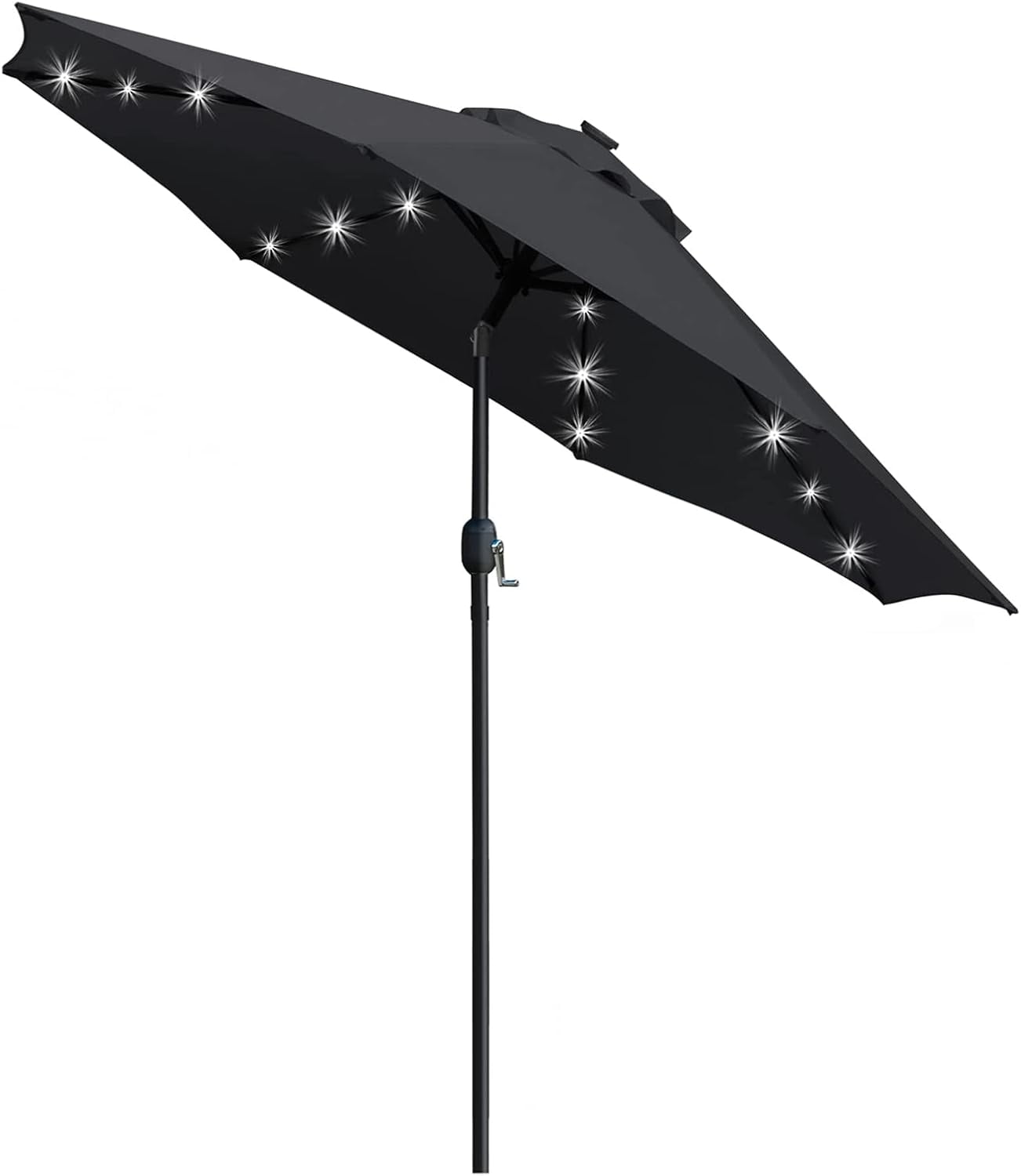 9' Solar LED Lighted Patio Umbrella with 8 Ribs/Tilt Adjustment and ...