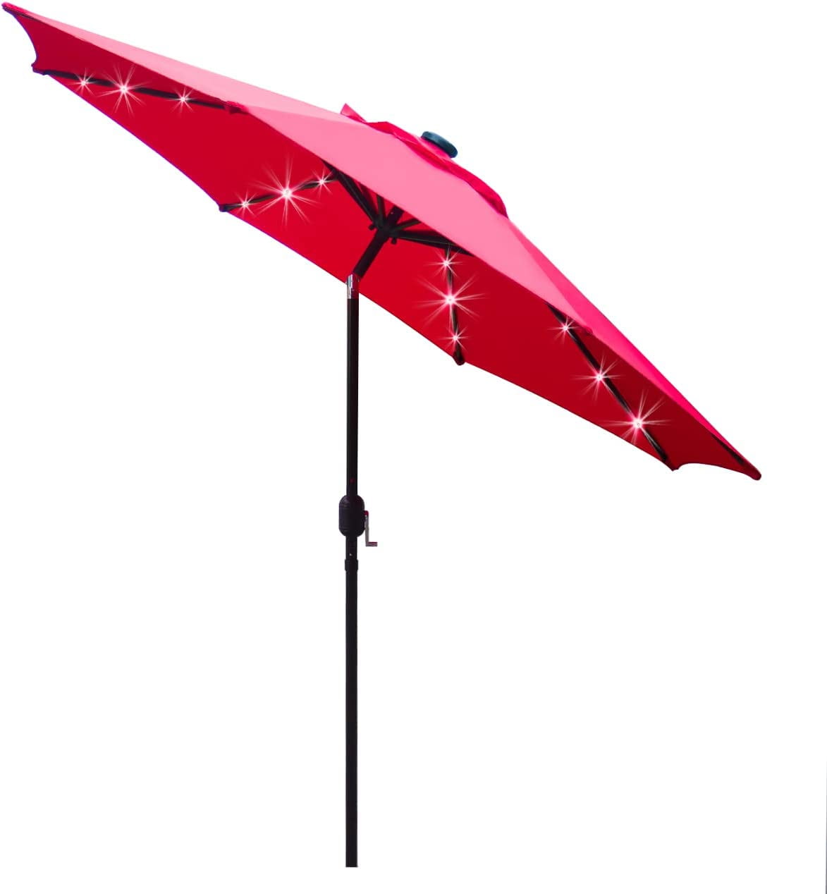 9' Solar LED Lighted Patio Umbrella with 8 Ribs/Tilt Adjustment and ...