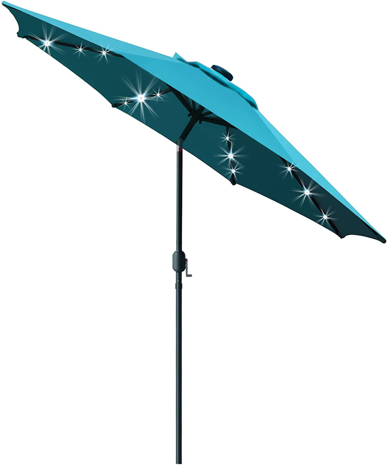 9' Solar LED Lighted Patio Umbrella with 8 Ribs/Tilt Adjustment and ...