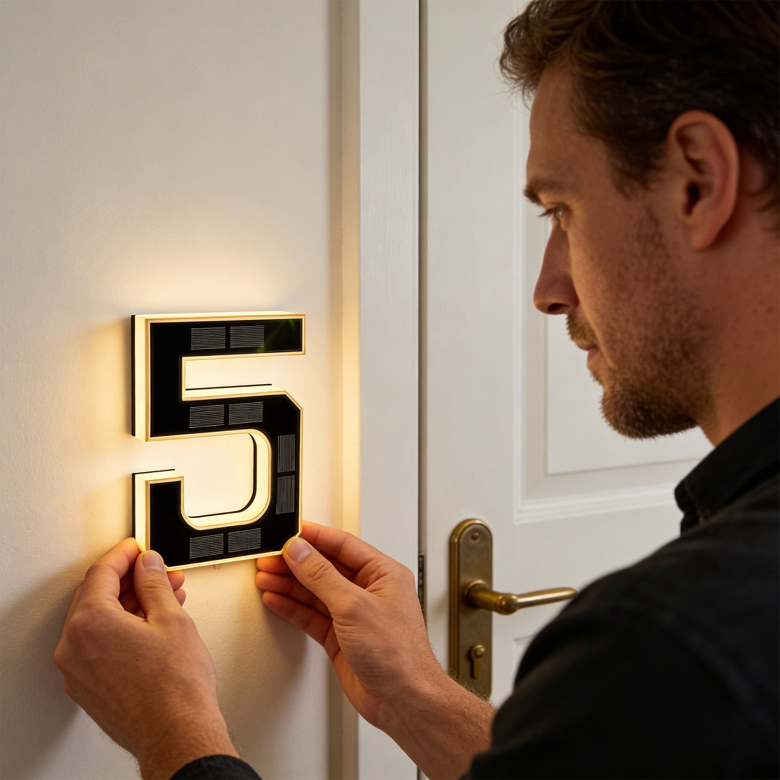 9" Solar Powered House Numbers for Outside Light Up, Waterproof Modern ...