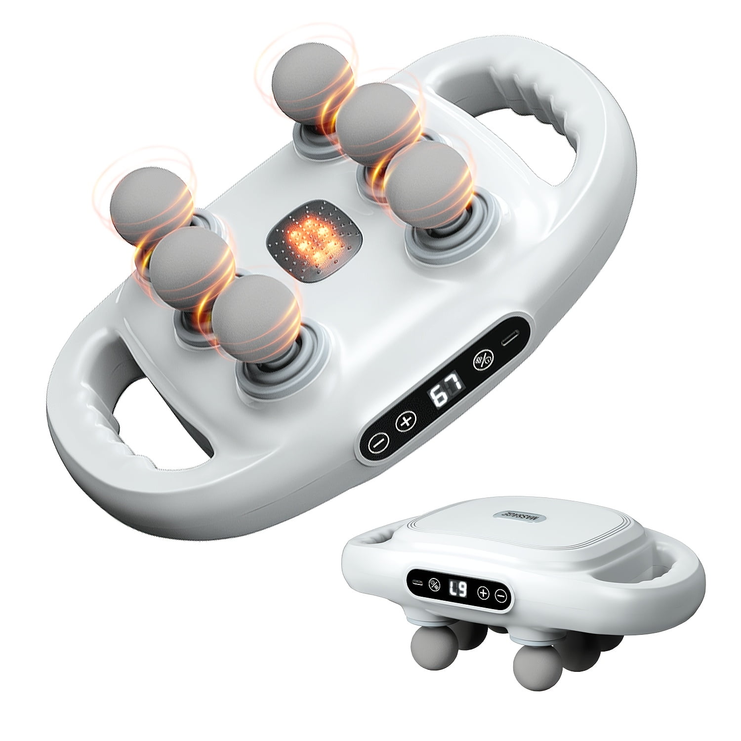 9-Speed Handheld Fascia Gun | 6 Deep Tissue Massage Heads, LCD Display ...