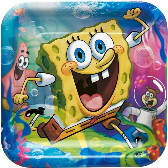 9" SpongeBob SquarePants Square Paper Party Plate, 8ct - Walmart.com