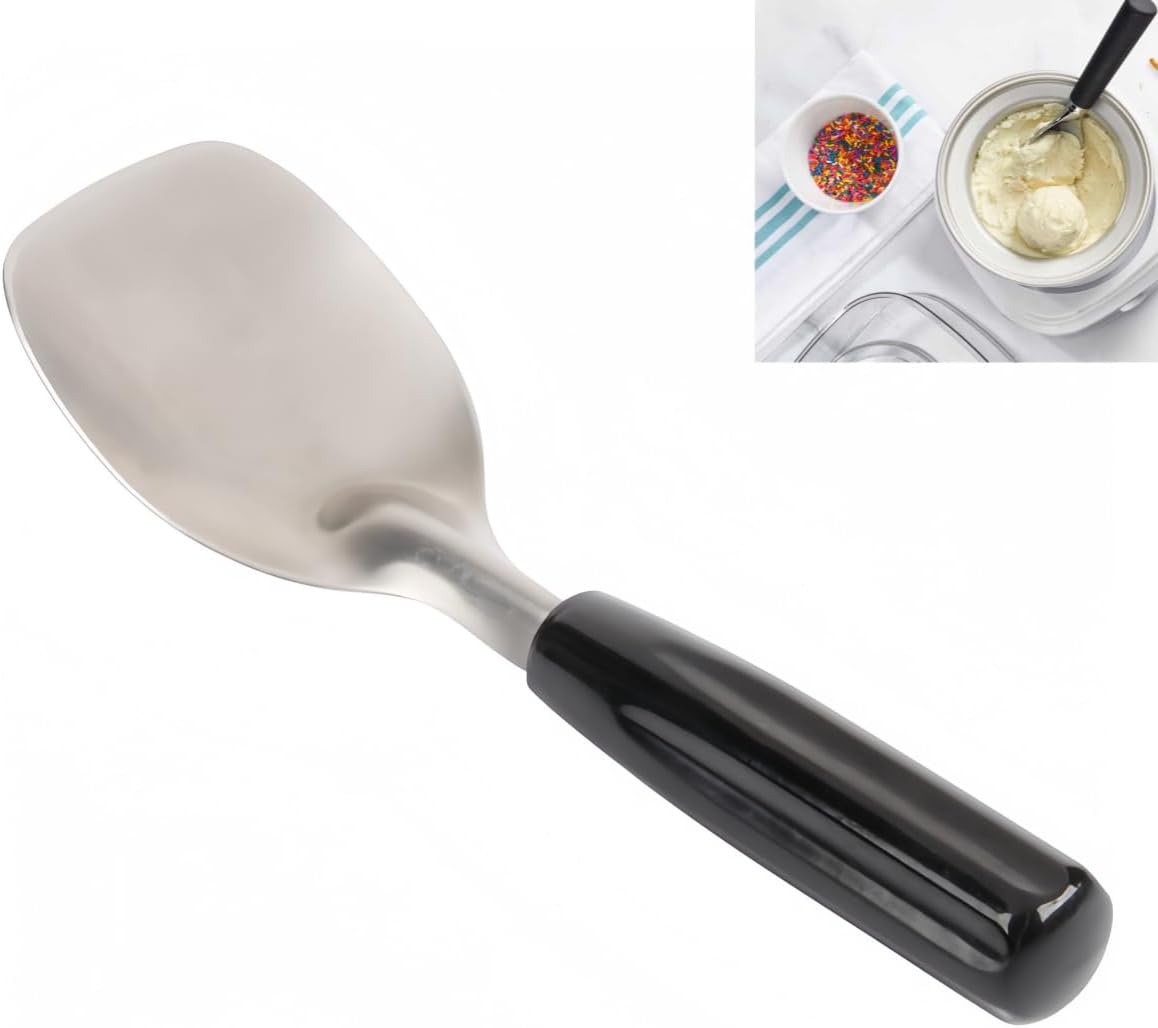 9" Stainless Steel Ice Cream Spade with Black Handle for Scrape and ...