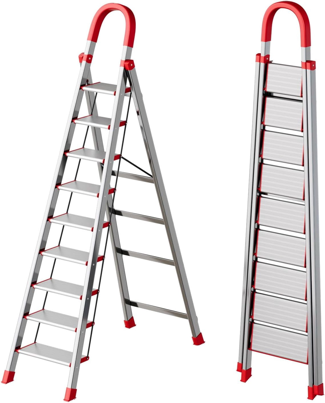 9 Step Ladder with Comfort Handrail Folding Step Stool Heavy Duty 330 ...