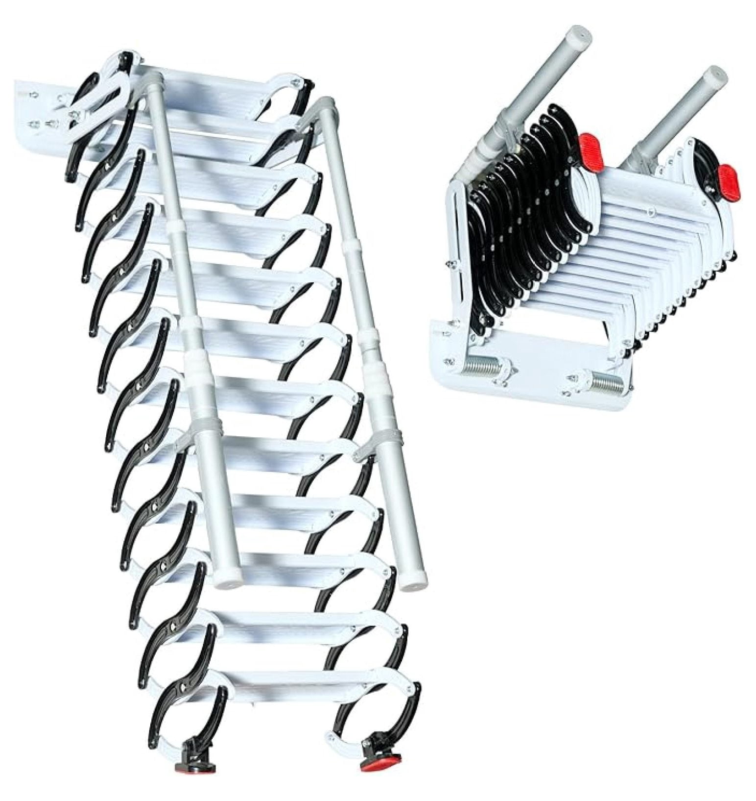 9 Steps Retractable Loft Foldable Ladde, Extra Wider 4in Wall Mounted ...