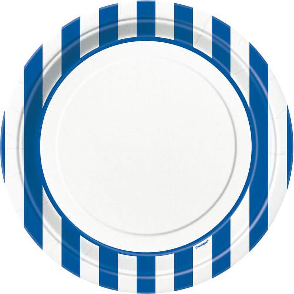 9" Striped Paper Dinner Plates, Blue, 8ct - Walmart.com