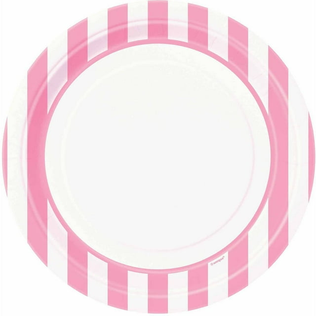 9" Striped Paper Dinner Plates, Light Pink, 8ct - Walmart.com