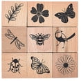 9 Style Wooden Rubber Stamps Set 1.25 Inch Reusable Flower Butterfly ...