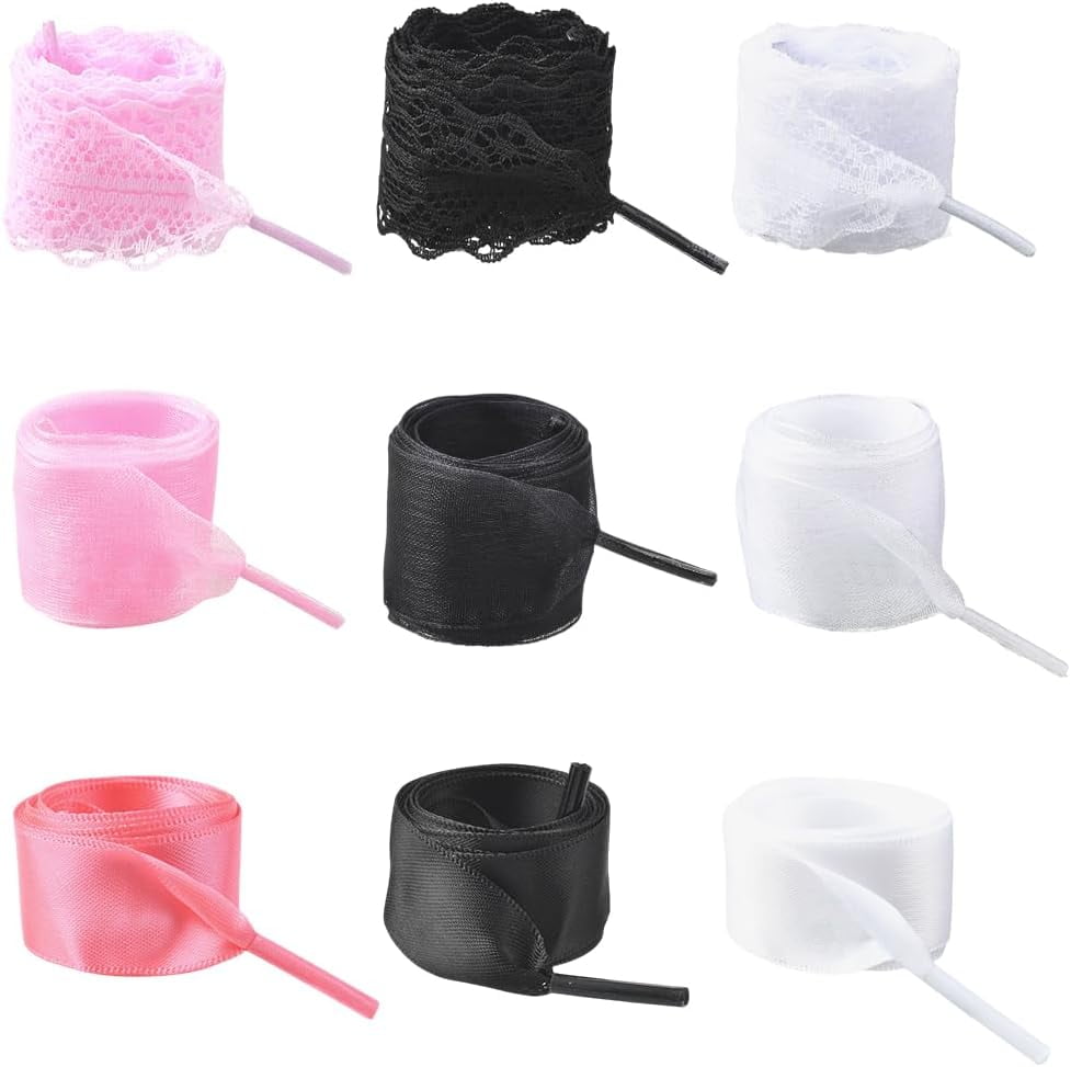 9 Styles 9 Pairs 47in Flat Satin Shoe Laces Yarn Shoelaces Bulk Pink ...