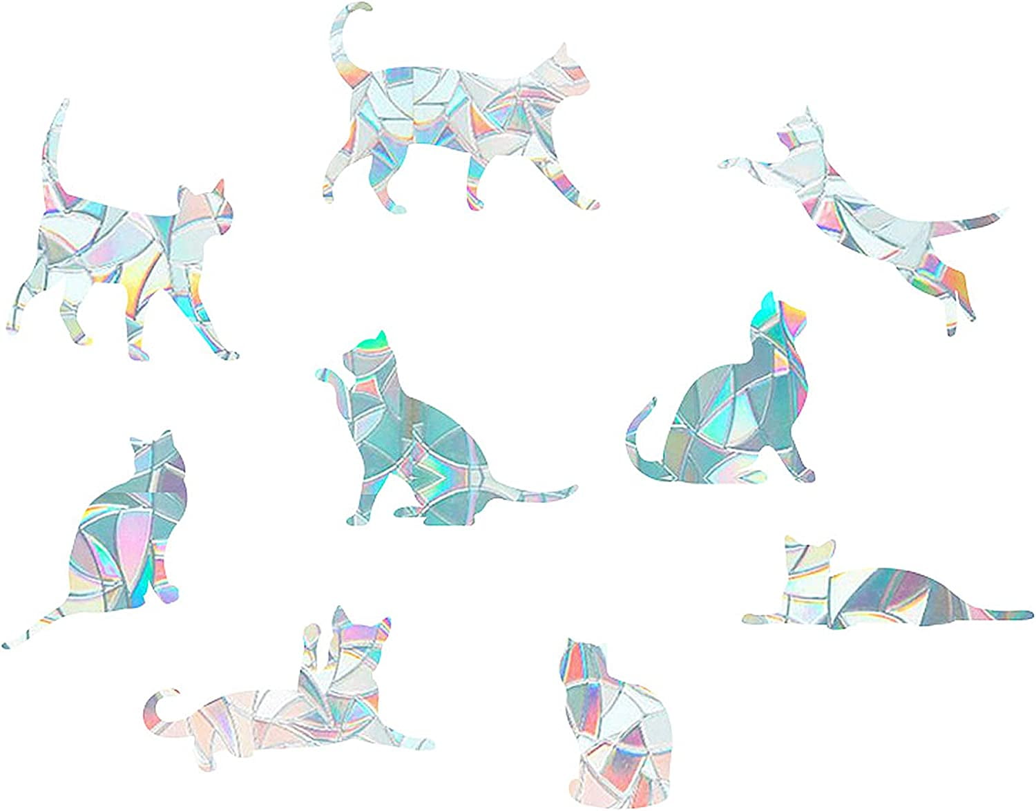 9 Styles Cat Window Clings Static Rainbow Glass Stickers Window Glass ...