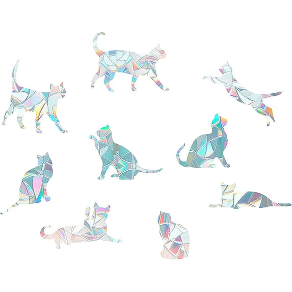 9 Styles Cat Window Clings Static Rainbow Glass Stickers Window Glass ...