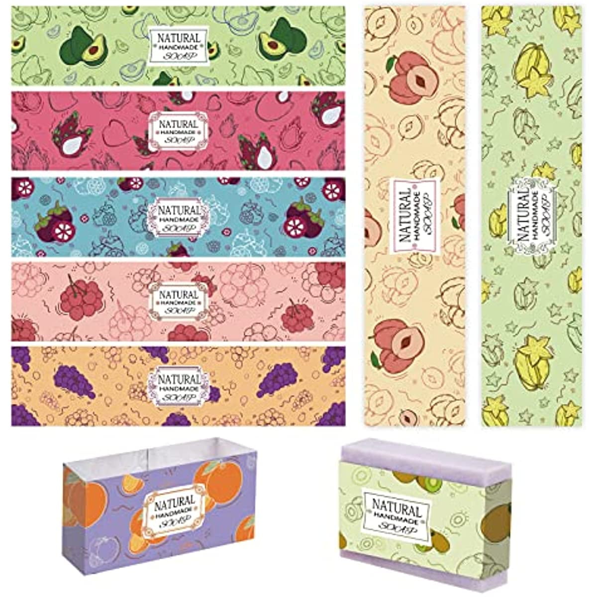 9 Styles Fruit Soap Tape 90pcs Handmade Soap Wrapper Kiwi Avocado Peach ...