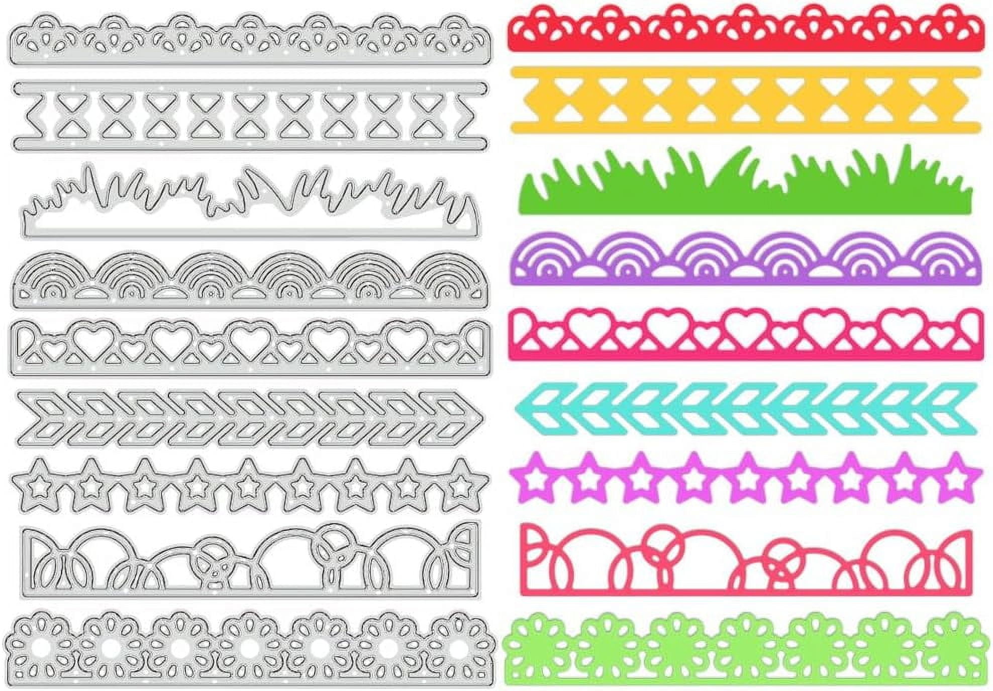 9 Styles Geometry Lace Cutting Dies Metal Lace Banner Edge Border Die ...