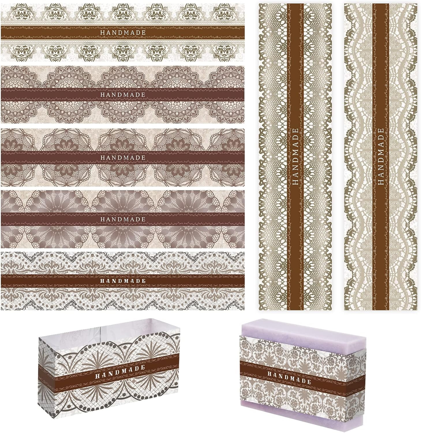 9 Styles Lace Wrap Paper Tape 90PCS Vintage Band Label for Soap ...