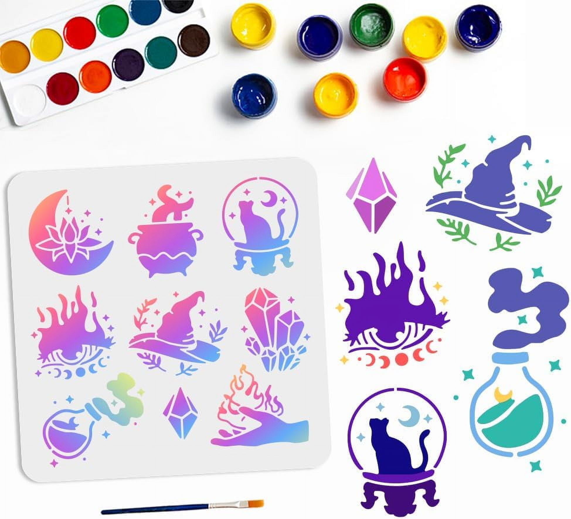 9 Styles Magic Theme Stencils 11.8×11.8inch Reusable Magic Divination ...