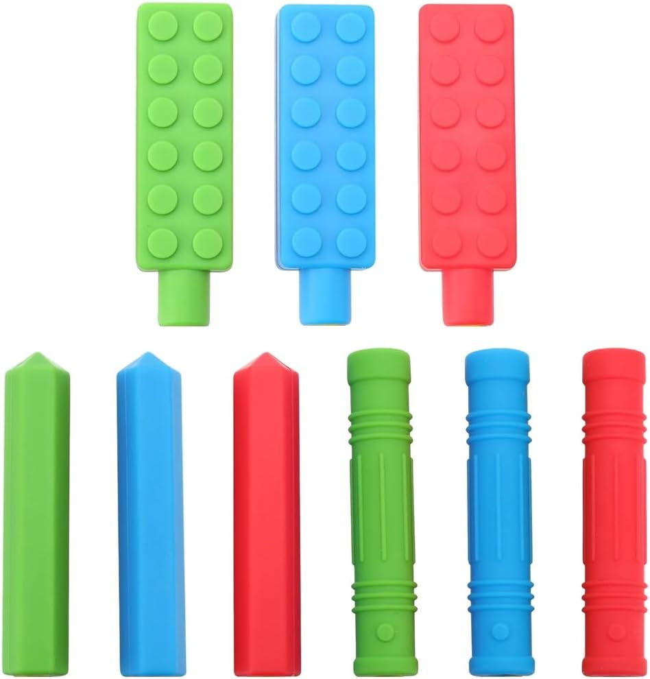 9 Styles Silicone Chewable Pencil Toppers Pens Sensory Tip Extender ...