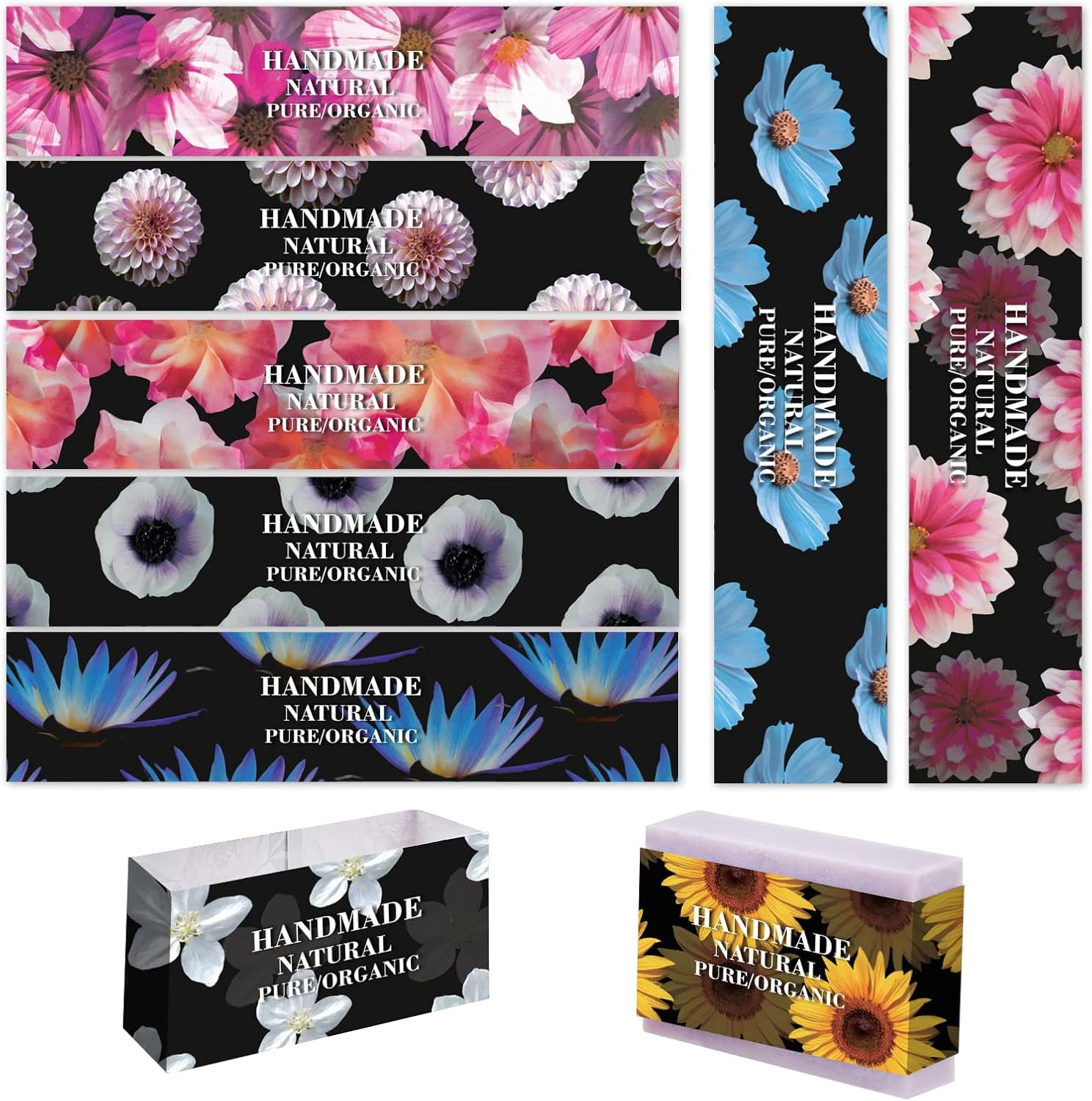 9 Styles Sunflower Wrap Paper Tape 90pcs Flower Soap Paper Wrapper ...